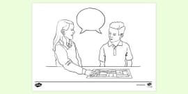 Child Talking Colouring Sheet | Colouring | Twinkl Resources