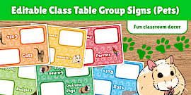 👉 Editable Class Group Signs (Safari Animals)
