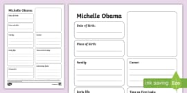 Michelle Obama Biography Template (teacher made) - Twinkl