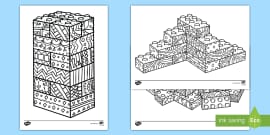 Building Brick Coloring Pages (Teacher-Made) - Twinkl