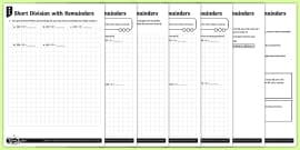 Bus Stop Method Formal Division of 3 Digit Numbers Worksheet