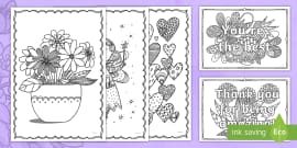 Adult Colouring Mindfulness Mother's Day Cards - Twinkl