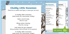 Chubby Little Snowman Rhyme PowerPoint (teacher made)