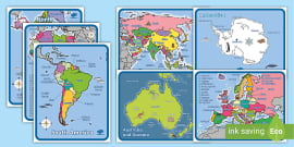 World Map Pieces Large Display Cut-Out Pack (teacher made)