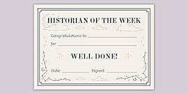 History Award Certificate (teacher made) - Twinkl