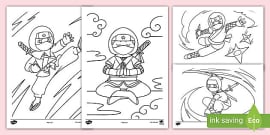 Ninja-Themed Coloring Pages (Teacher-Made) - Twinkl