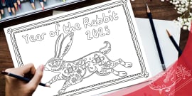 2023 Year of the Rabbit Colouring Page | Twinkl - Twinkl