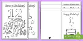Birthday Age Colouring Cards (professor feito) - Twinkl