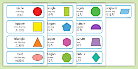 2D Shape Bingo English/Mandarin Chinese Pinyin - Twinkl