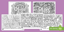 FREE! - Olive Name Simple Colouring Activity Sheets to colour