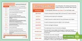Earthquake Reading Comprehension PDF Activity | KS2