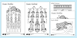 Gaudi's Trencadis Colouring Page