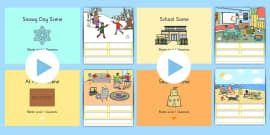 School Scene Blanks Level 1 Questions PowerPoint - Twinkl