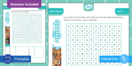 Animal Word Search - Primary Resource - KS1 - Twinkl