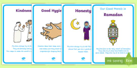 Our Good Morals in Ramadan Display Posters - Arabic/English