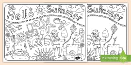 Summer mindfulness colouring pages | Easy to print | Twinkl