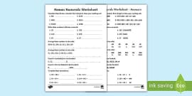 Complete the Roman Numerals 100 Square Activity