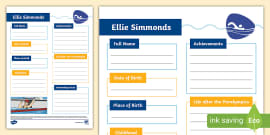 KS1 Ellie Simmonds Fact File Template,Ellie Simmonds