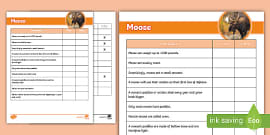 Moose Facts Worksheet / Worksheet (teacher made) - Twinkl