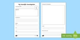 Science Template | My Science Investigation Writing Frame