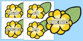Coloured Flower Wall Tricky Word Mat - Coloured Flower Wall Tricky Word Mat