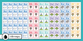 Litere de tipar – Fâșii cu alfabetul ilustrat