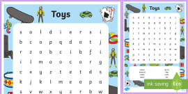 Toys Word Search (Teacher-Made) - Twinkl