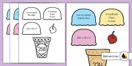 Place Value Ice Cream Cone Matching Activity Tens and Ones - ten