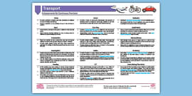EYFS Ages 3-4 Topic Planning Web: Transport (New EYFS 2021)