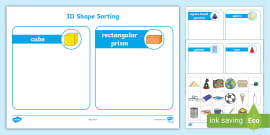 3D Shapes - 3D Shape Sorting Activity - Maths Resource