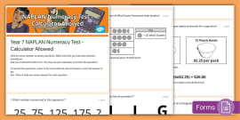 FREE! - NAPLAN Practice Test Year 7 Numeracy Non-Calculator