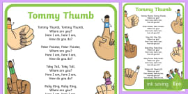 Finger Nursery Rhymes Tommy Thumb Finger Puppets