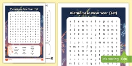 Tet Word Search for 3rd-5th Grade | Vietnamese New Year | Twinkl