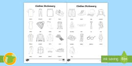 A1 Diccionario de imágenes: Ropa - inglés (profesor hizo)