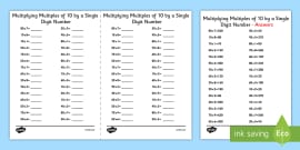 Race the Clock: Multiplying by 10 Worksheet / Worksheet - multiplication