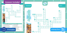 Who's at the Zoo? Crossword for Kids (teacher made)