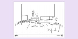 FREE! - Empty Room With Counter Background Colouring Sheet