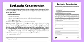 Third Grade Earthquakes Reading Activity | Twinkl USA