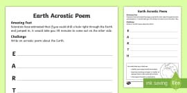 Earth Day Acrostic Poem (Teacher-Made) - Twinkl