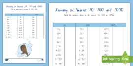 KS2 Rounding Worksheets: Rounding to nearest 10, 100, 100.