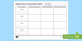Supply Teaching Handover Report (Hecho por educadores)