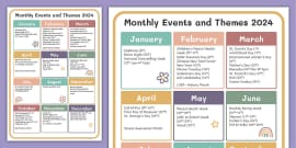 2024 Monthly Events Calendar (teacher made) - Twinkl