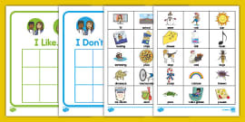 'I like' and 'I don't like' Sorting Activity - ESL All About Me Resources