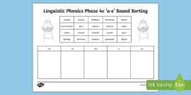 'or' Sound Sorting Activity Linguistic Phonics Phase 4c