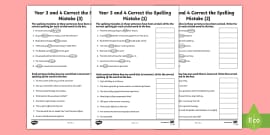 Spelling Mistakes Worksheets (teacher made) - Twinkl