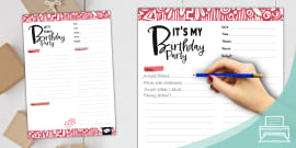 Birthday Party Activity Sheet (teacher made)