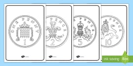 Colouring Money | Coins Colouring Worksheet | Twinkl | EYFS