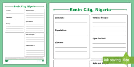 KS2 Nigeria Fact File Template,Nigeria (teacher made)