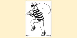 Burglar Colouring Sheets (teacher made) - Twinkl