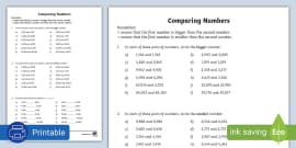Ordering Numbers Activity Sheet (teacher made) - Twinkl